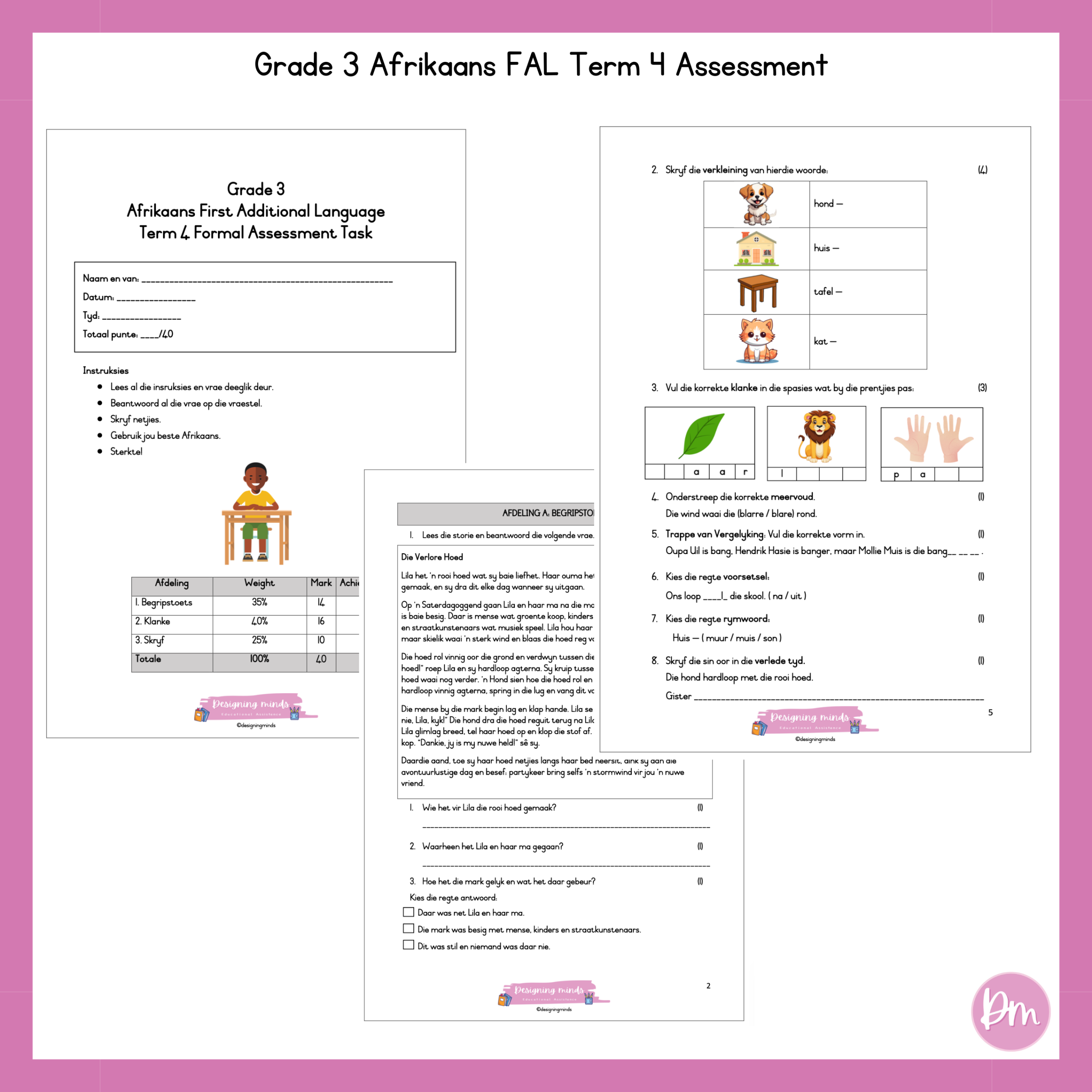 Grade 3 Afrikaans FAL Term 4 Assessment – Designing Minds