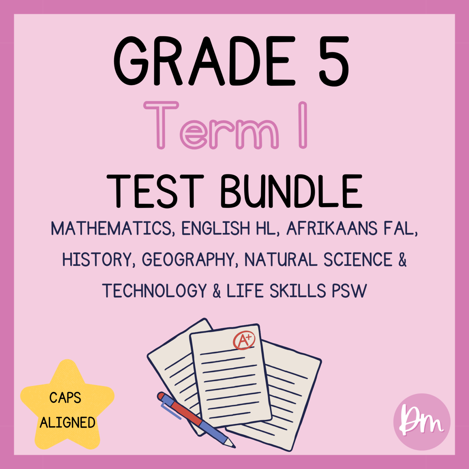 Grade 5 Term 1 Test Bundle (2026) – Designing Minds