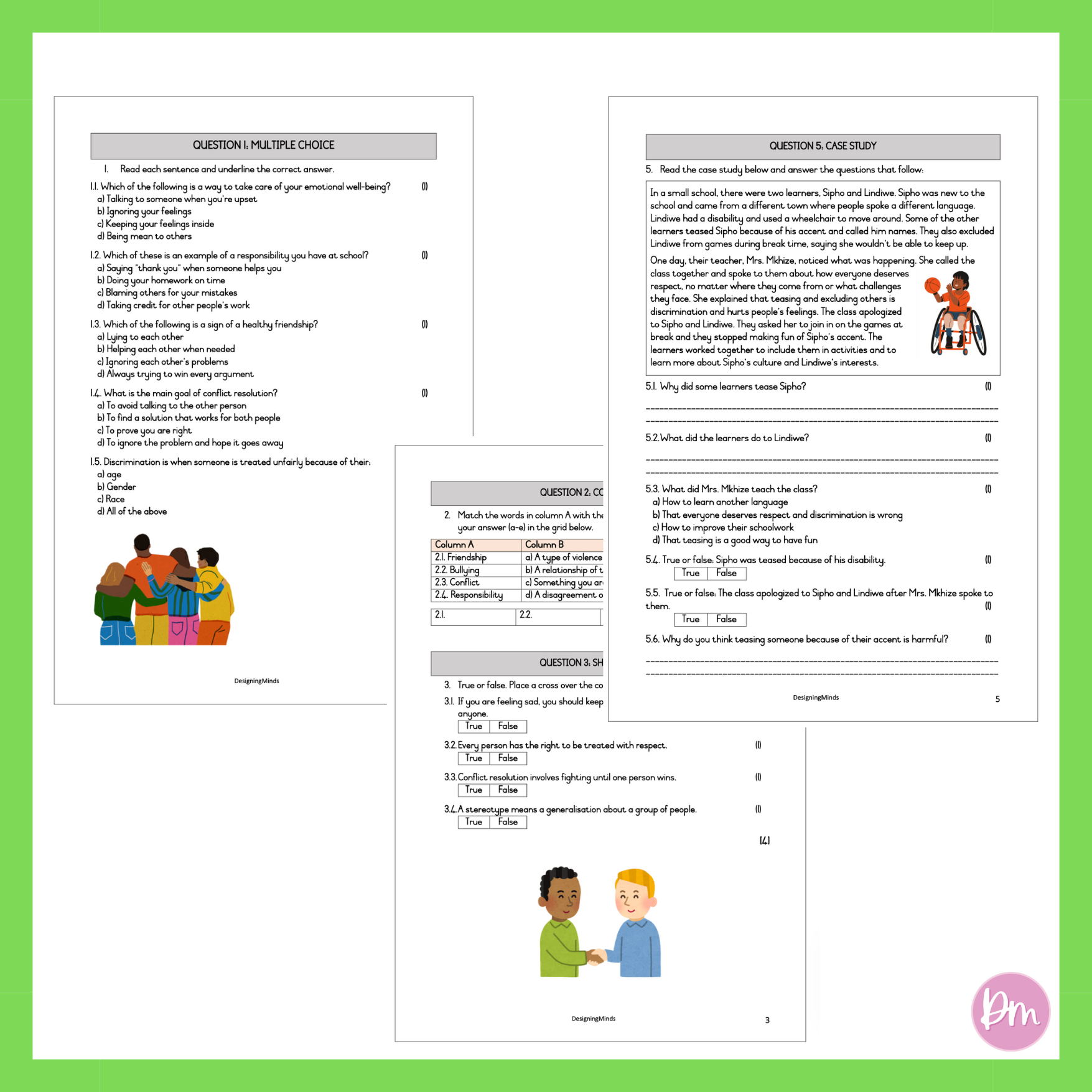 Grade 5 Life Skills PSW June Test – Designing Minds