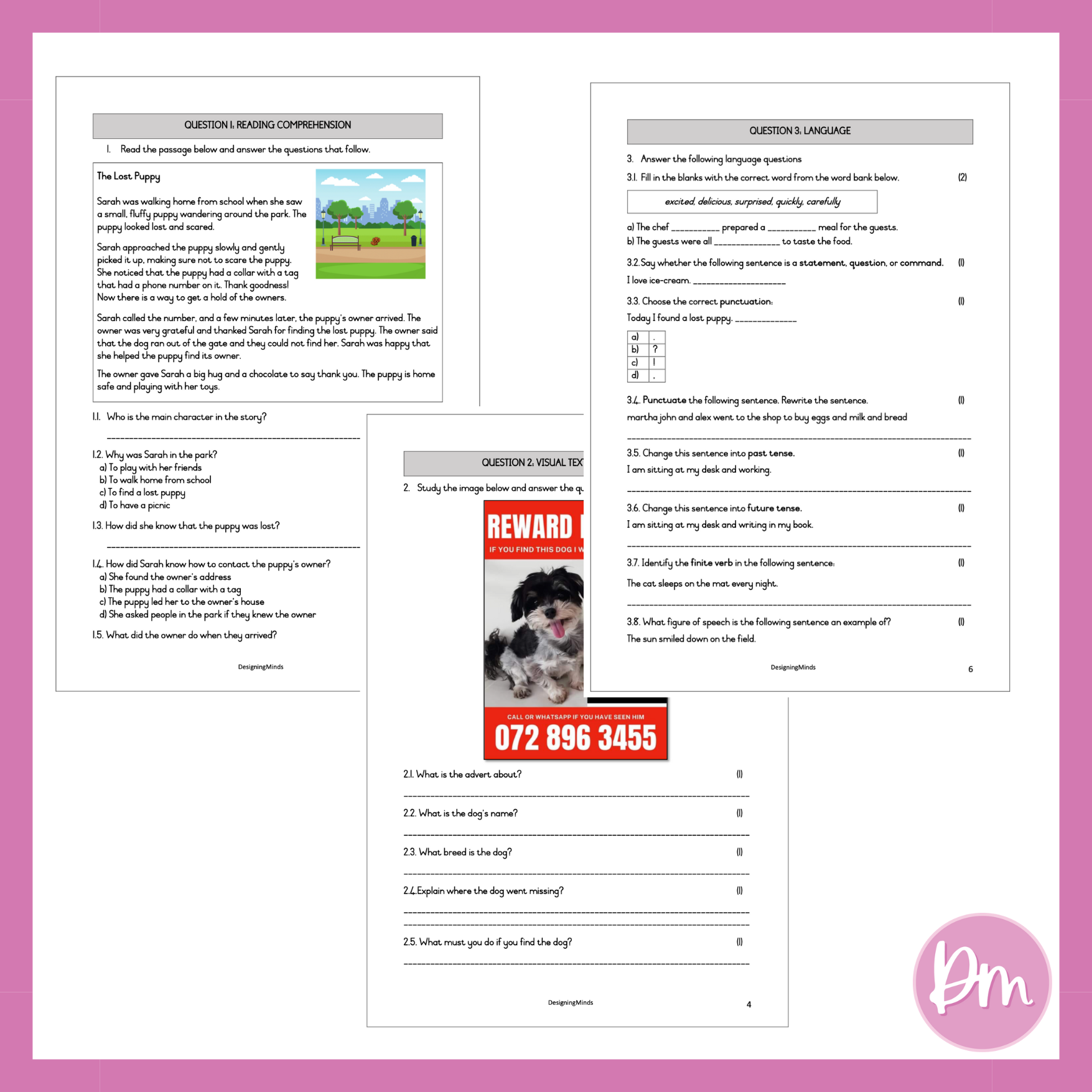 Grade 5 English First Additional Language Term 1 Test 1 – Designing Minds