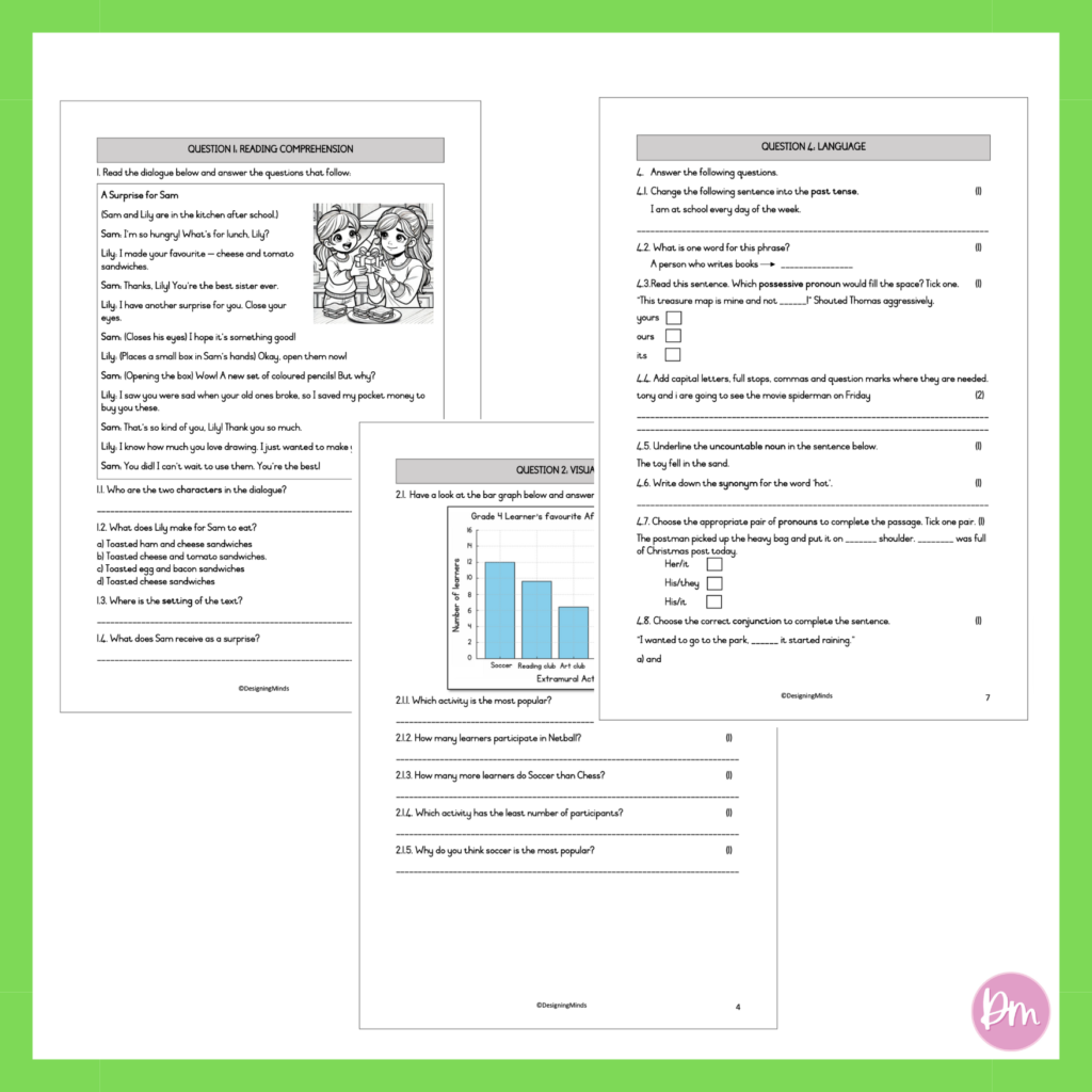 Grade 4 English FAL June Test – Designing Minds